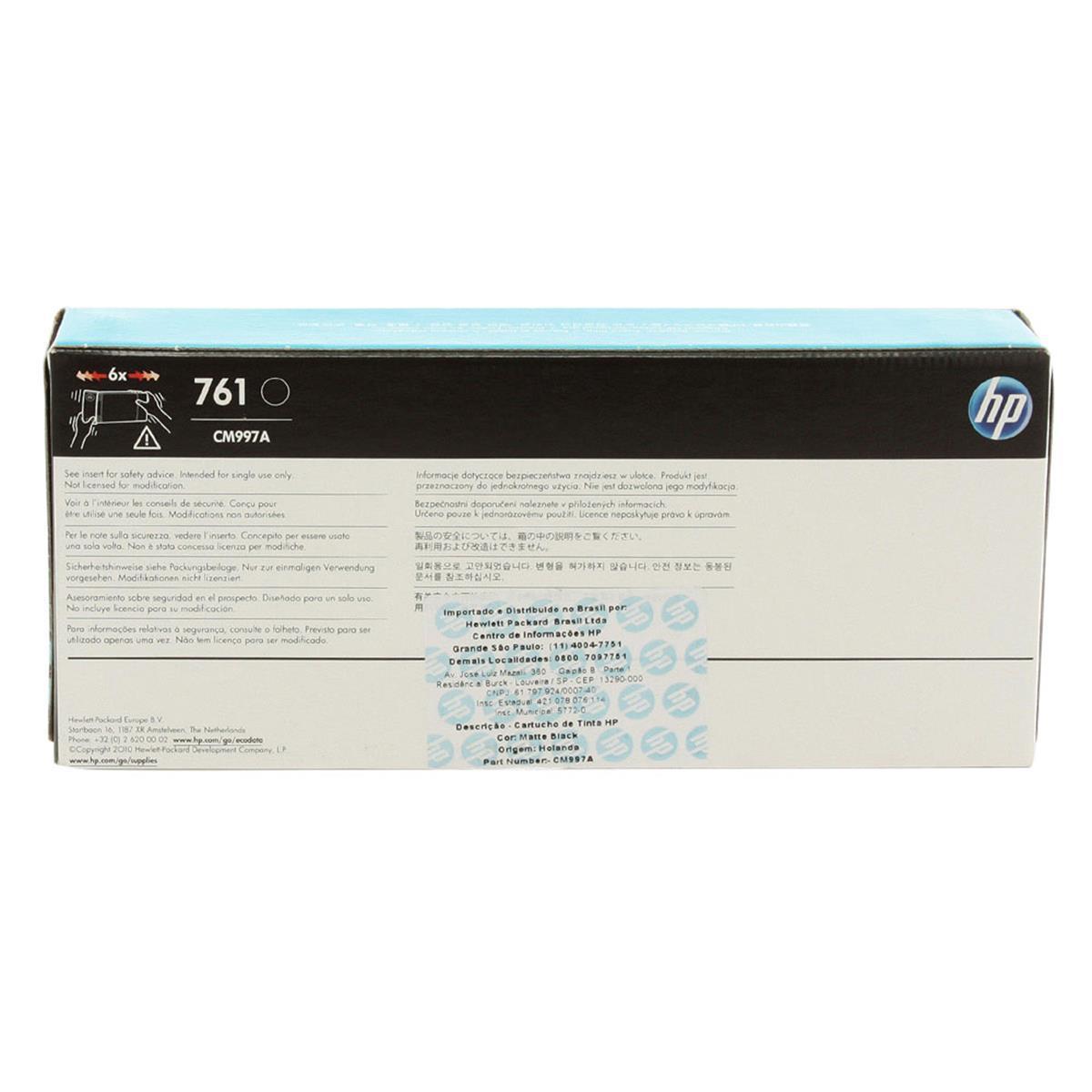 Cartucho de tinta HP 761 CM997A Preto 400ml Original