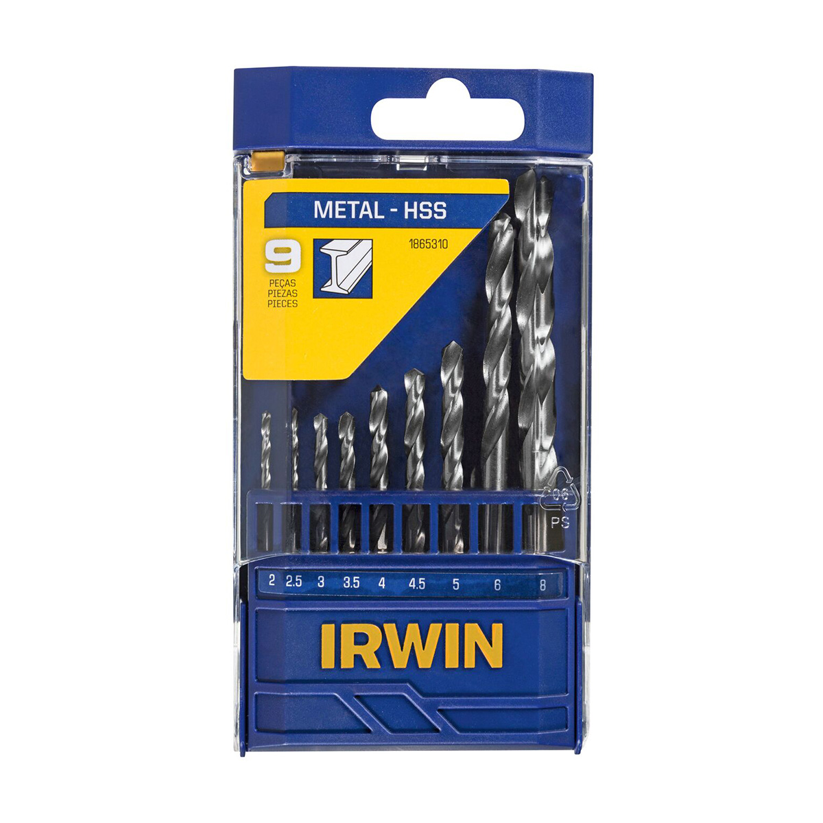 Jogo de Brocas Irwin Para Metal 2mm a 8mm 9 Peças