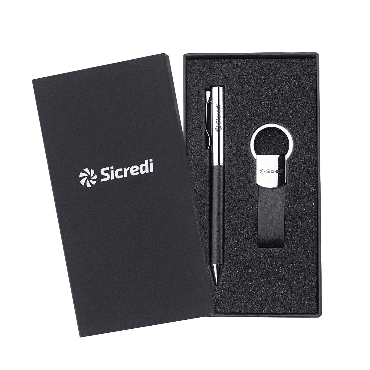 Br Supply - Conjunto Caneta e Chaveiro em Metal Sicredi